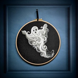 Lace Ghost Embroidery Art. Machine Embroidery 8" Hoop. Gothic Décor ...