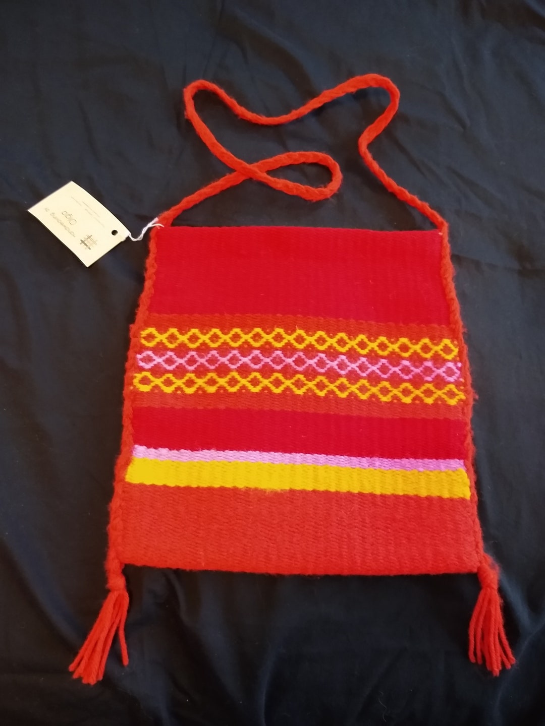 Shoulder-bag/purse, Bright Orange/red, Tassels, Flat, Hand-woven - Etsy