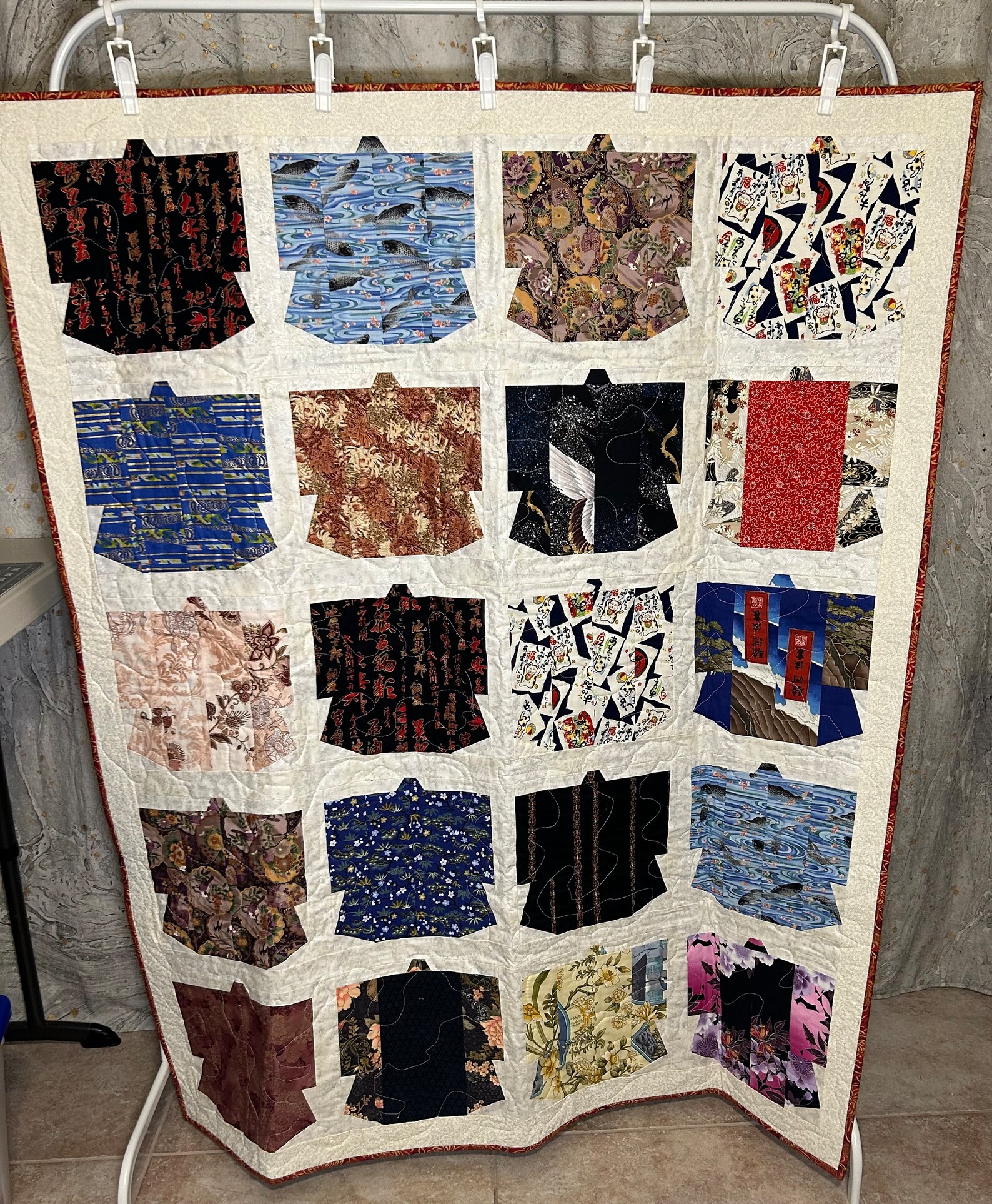 Kimono Paper Piecing Quilted Throw Blanket - Etsy