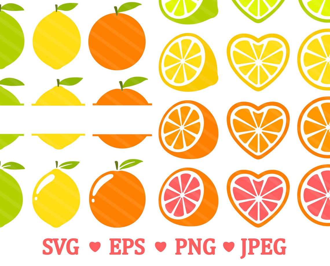 Citrus SVG Clipart Lemon Lime Orange Grapefruit Summer - Etsy