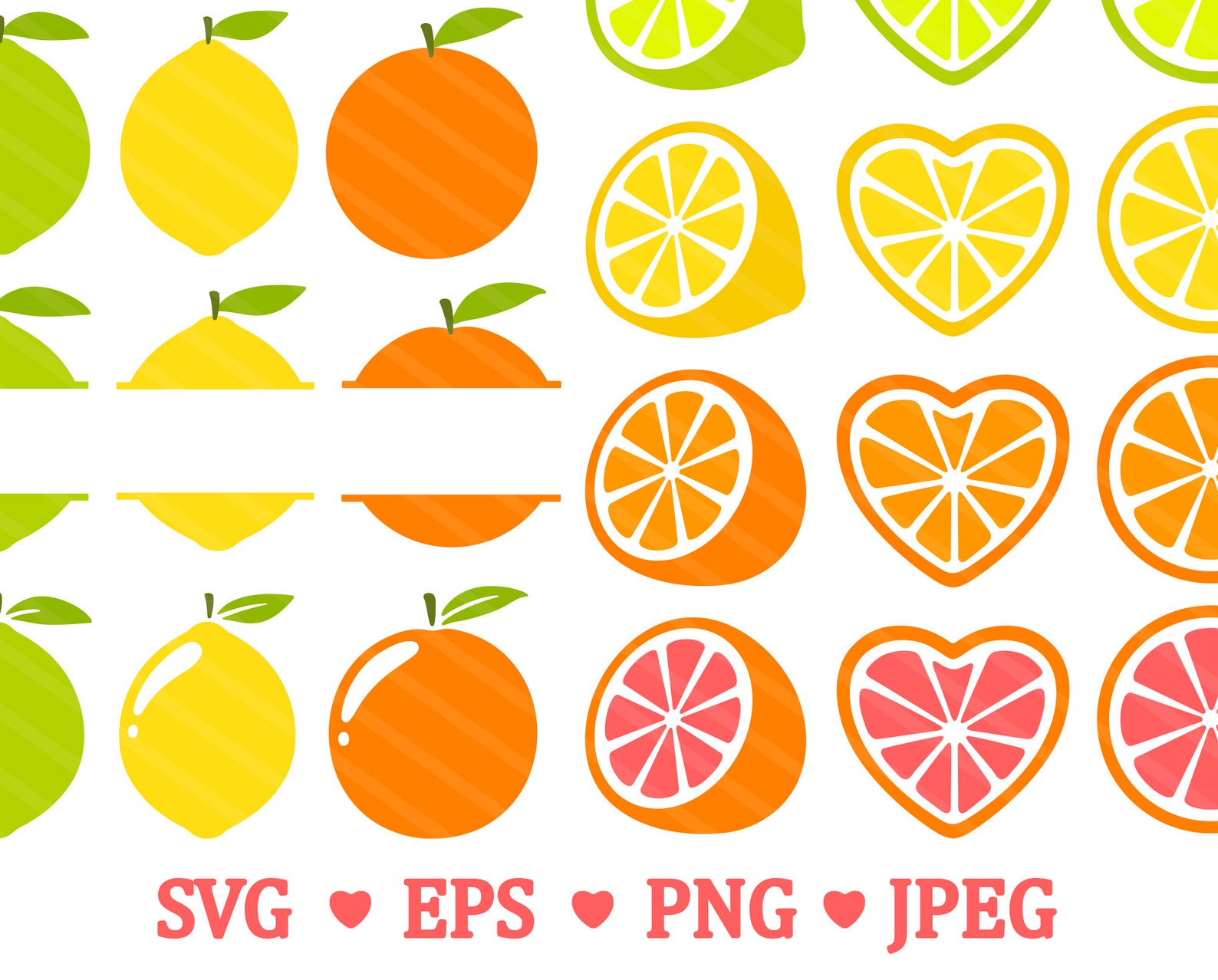 Citrus SVG Clipart Lemon Lime Orange Grapefruit Summer Lemonade Cut ...