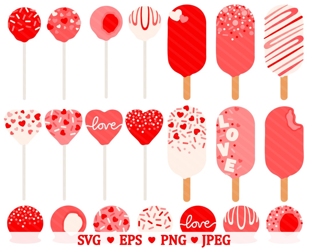 Valentine Cake Pop SVG Clipart Valentine's Day Cakesicle Cake Baking ...