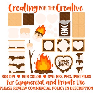 Smores Campfire SVG Clipart Chocolate Marshmallow Camping Summer ...