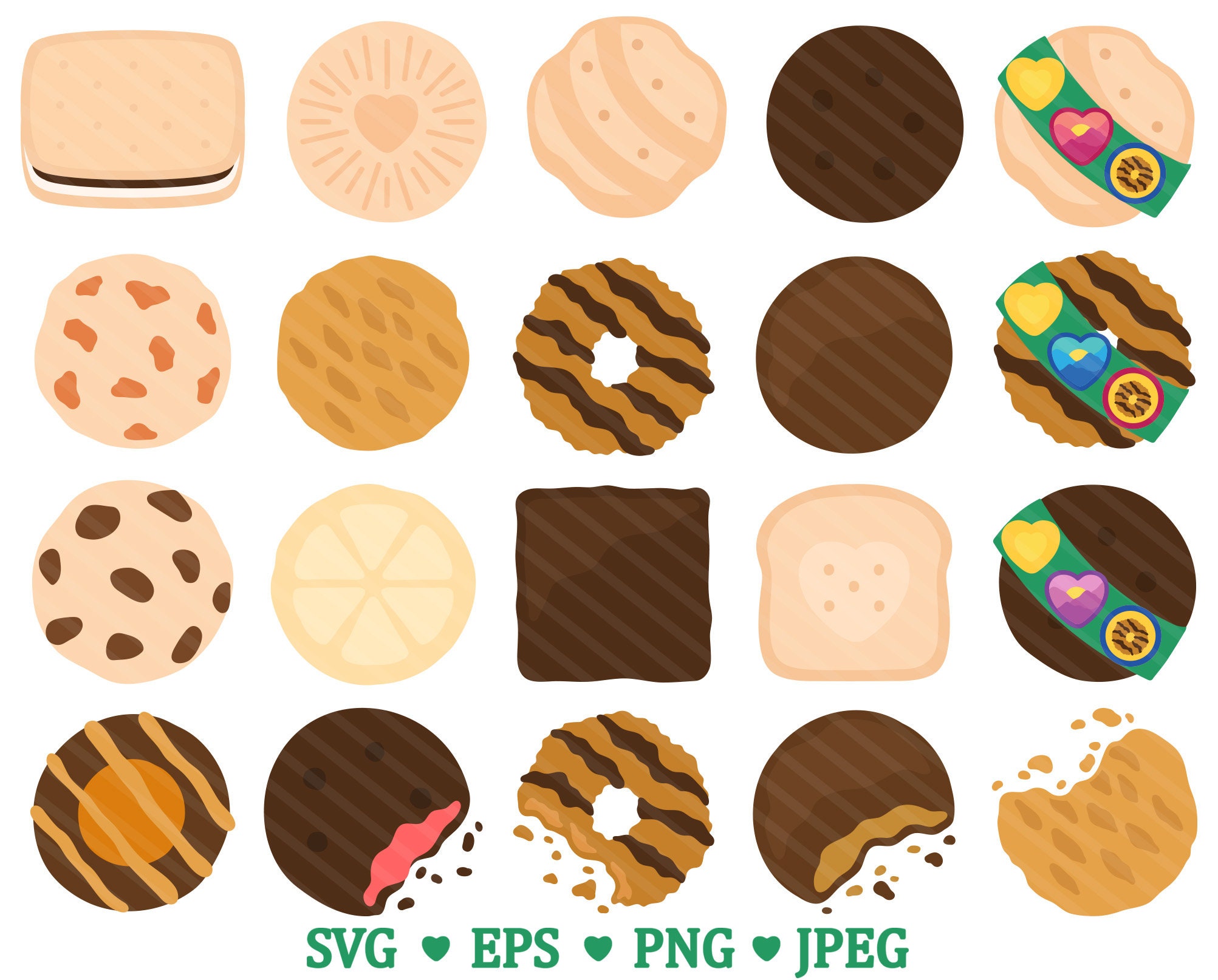Scout Cookie SVG Clipart Sugar Cookie Smore Mint Cookies Peanut Butter ...