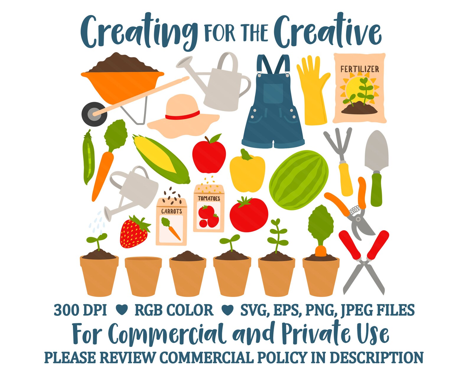 Vegetable Garden SVG Clipart Spring Summer Gardening - Etsy Canada