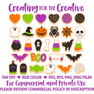 Halloween Cookie SVG Clipart Baking Bakery Dessert Pumpkin Ghost Witch ...