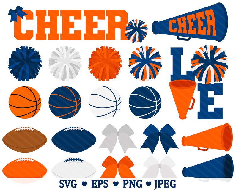 Blue & Orange Cheerleading SVG Clipart Cheer Sports - Etsy
