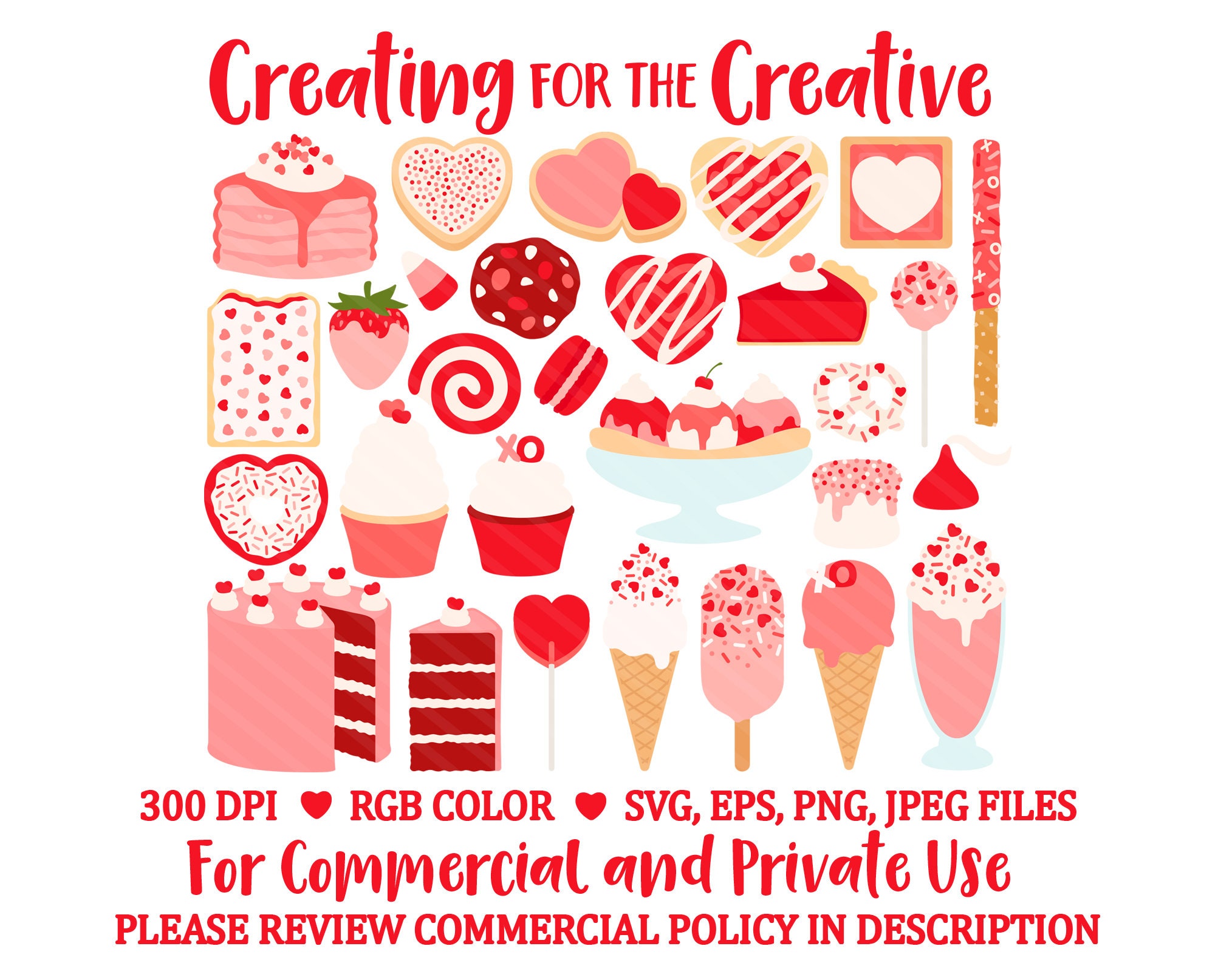 Valentine Treat SVG Clipart Pancake Cupcake Cake Popsicle - Etsy