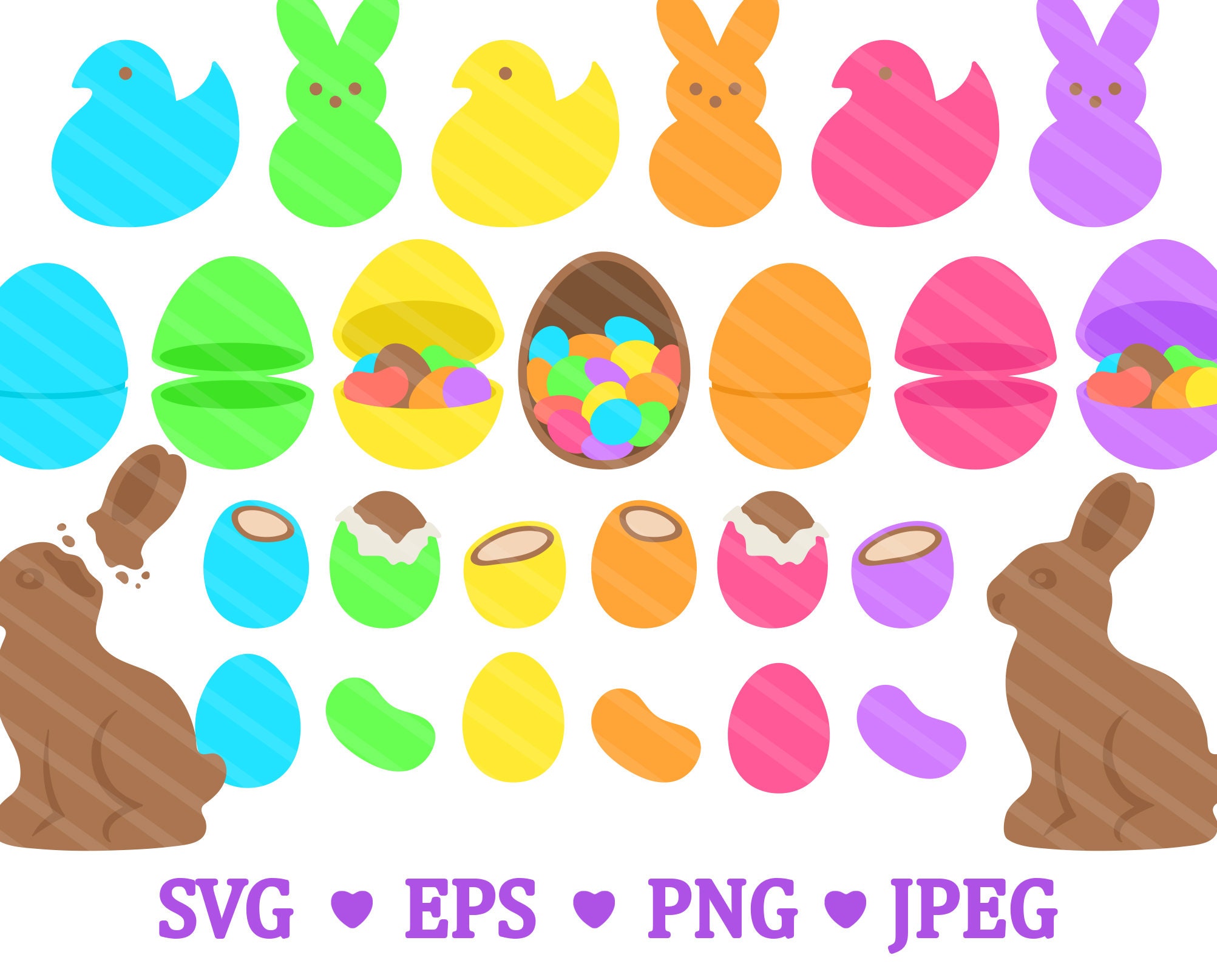 Easter Candy Svg Clipart Easter Chocolate Marshmallow Bunny Etsy