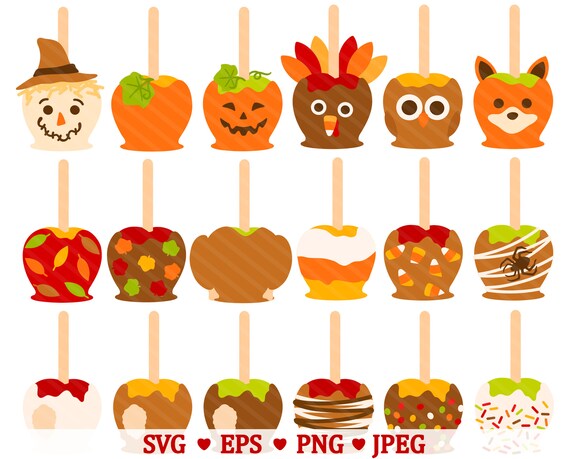 Autumn Caramel Apple SVG Clipart Thanksgiving Apple Orchard - Etsy