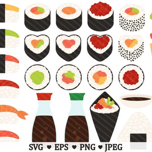 Sushi SVG Clipart Takeout Japanese Food Soy Sauce Wasabi Ginger Nigiri ...
