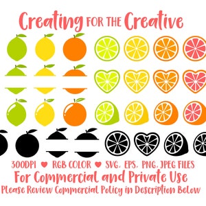 Citrus SVG Clipart Lemon Lime Orange Grapefruit Summer Lemonade Cut ...