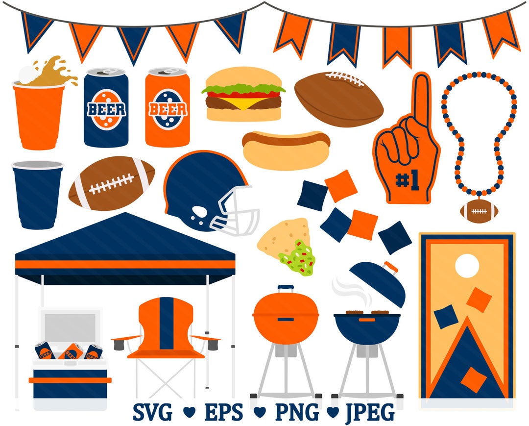 Blue & Orange Tailgate SVG Clipart Football Tailgating - Etsy