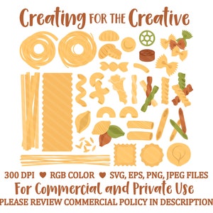 Pasta SVG Clipart Food Cooking Macaroni Noodle Rigatoni Penne Spaghetti ...