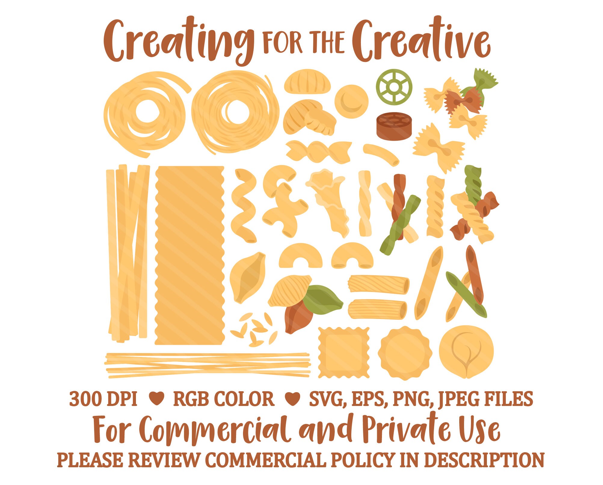 Pasta SVG Clipart Food Cooking Macaroni Noodle Rigatoni Penne Spaghetti ...