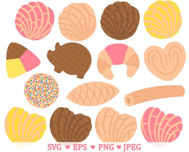 Pan Dulce SVG Clipart Mexican Bakery Clip Art, Concha Elote Galleta ...