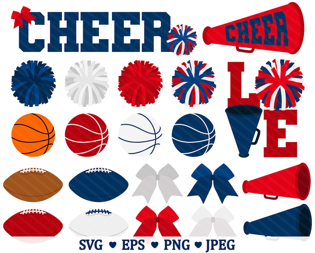 Red & Blue Cheerleading SVG Clipart Cheer Sports Basketball Football ...