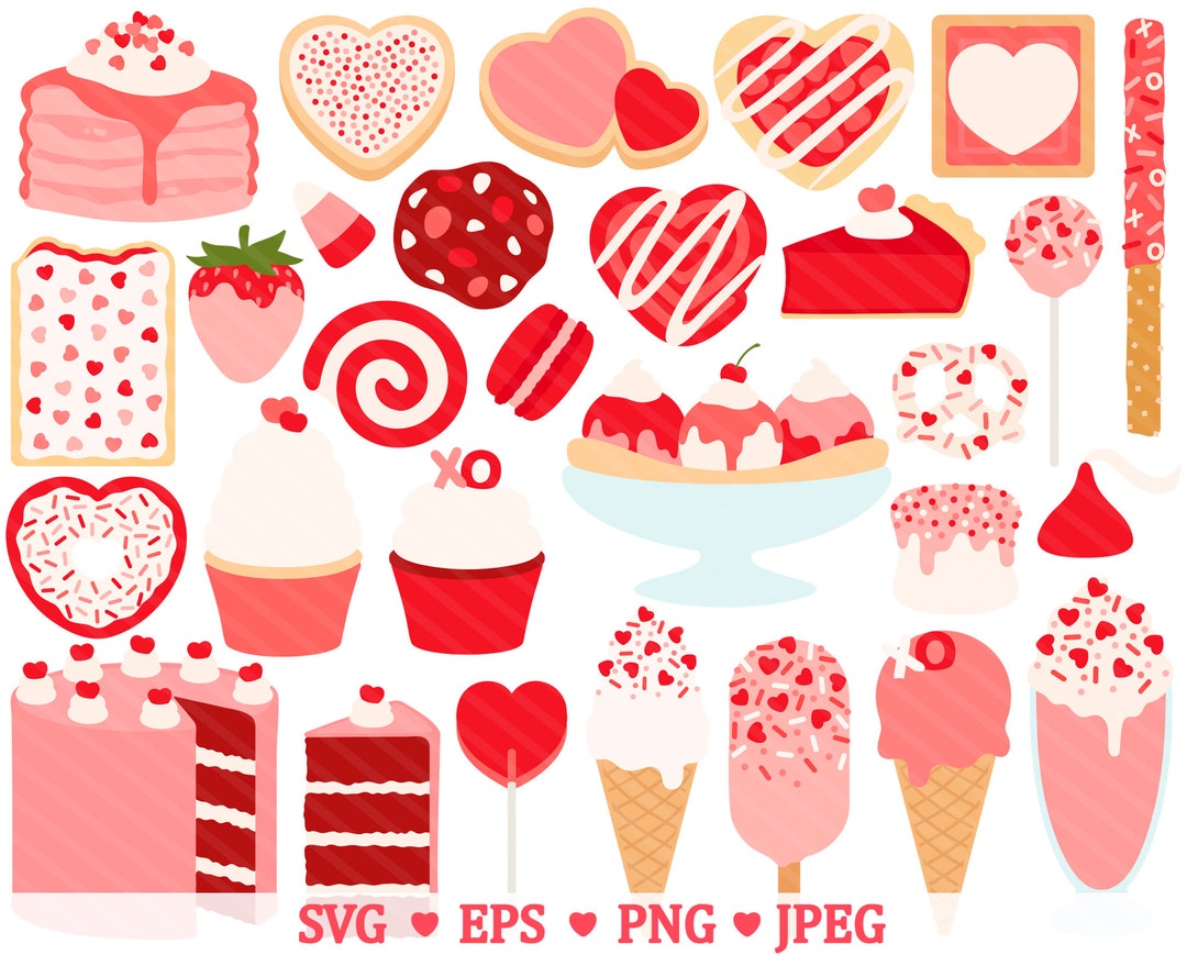 Valentine Treat SVG Clipart Pancake Cupcake Cake Popsicle - Etsy