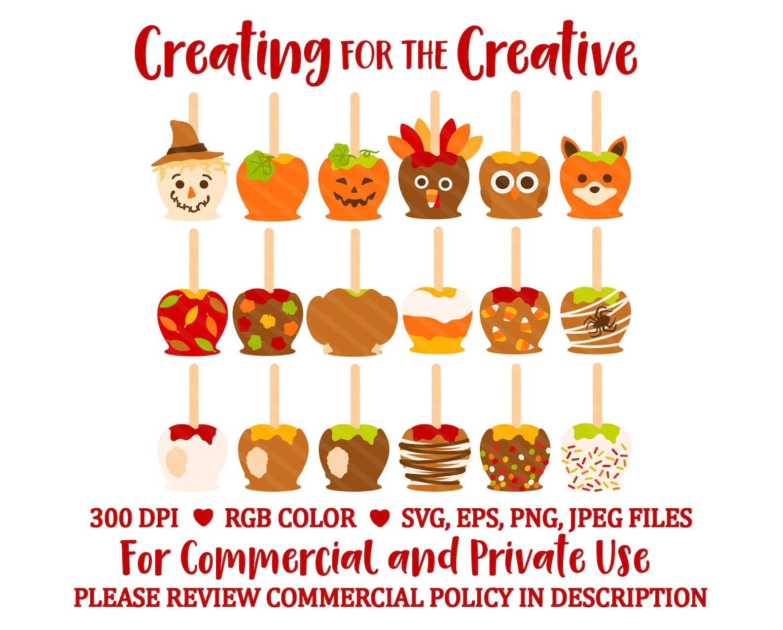 Autumn Caramel Apple SVG Clipart Thanksgiving Apple Orchard - Etsy