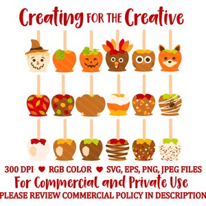 Autumn Caramel Apple SVG Clipart Thanksgiving Apple Orchard Dessert ...