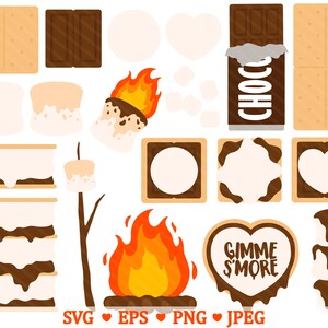 Smores Campfire SVG Clipart Chocolate Marshmallow Camping Summer ...