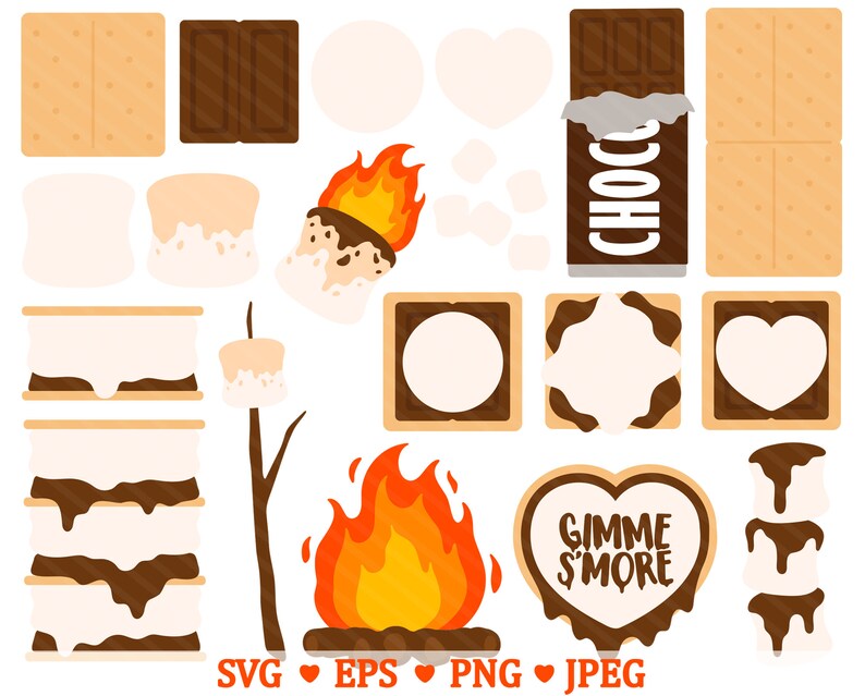 Smores Campfire SVG Clipart Chocolate Marshmallow Camping Summer ...