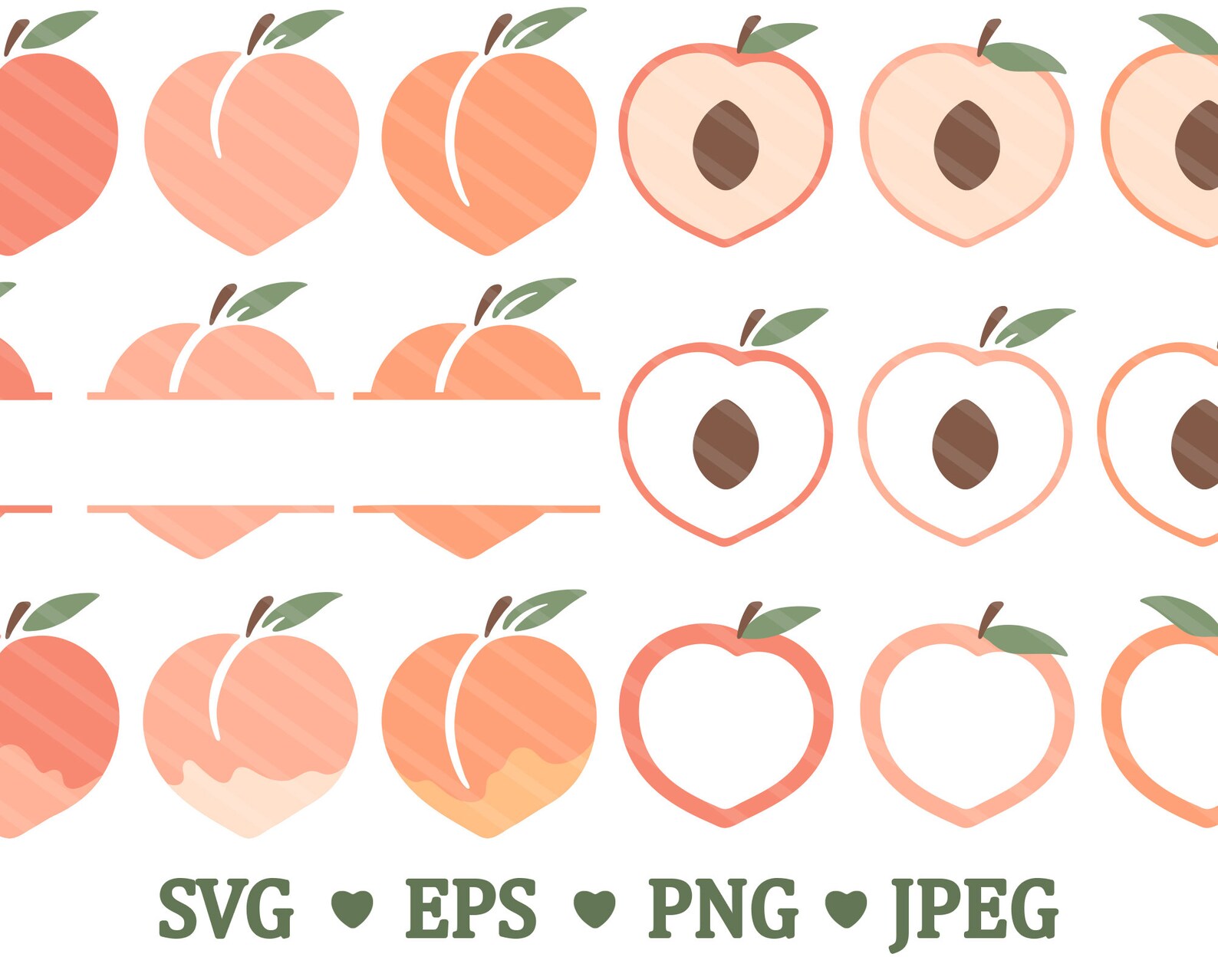 Peach SVG Clipart Peaches Orchard Spring Baby Shower Cut - Etsy