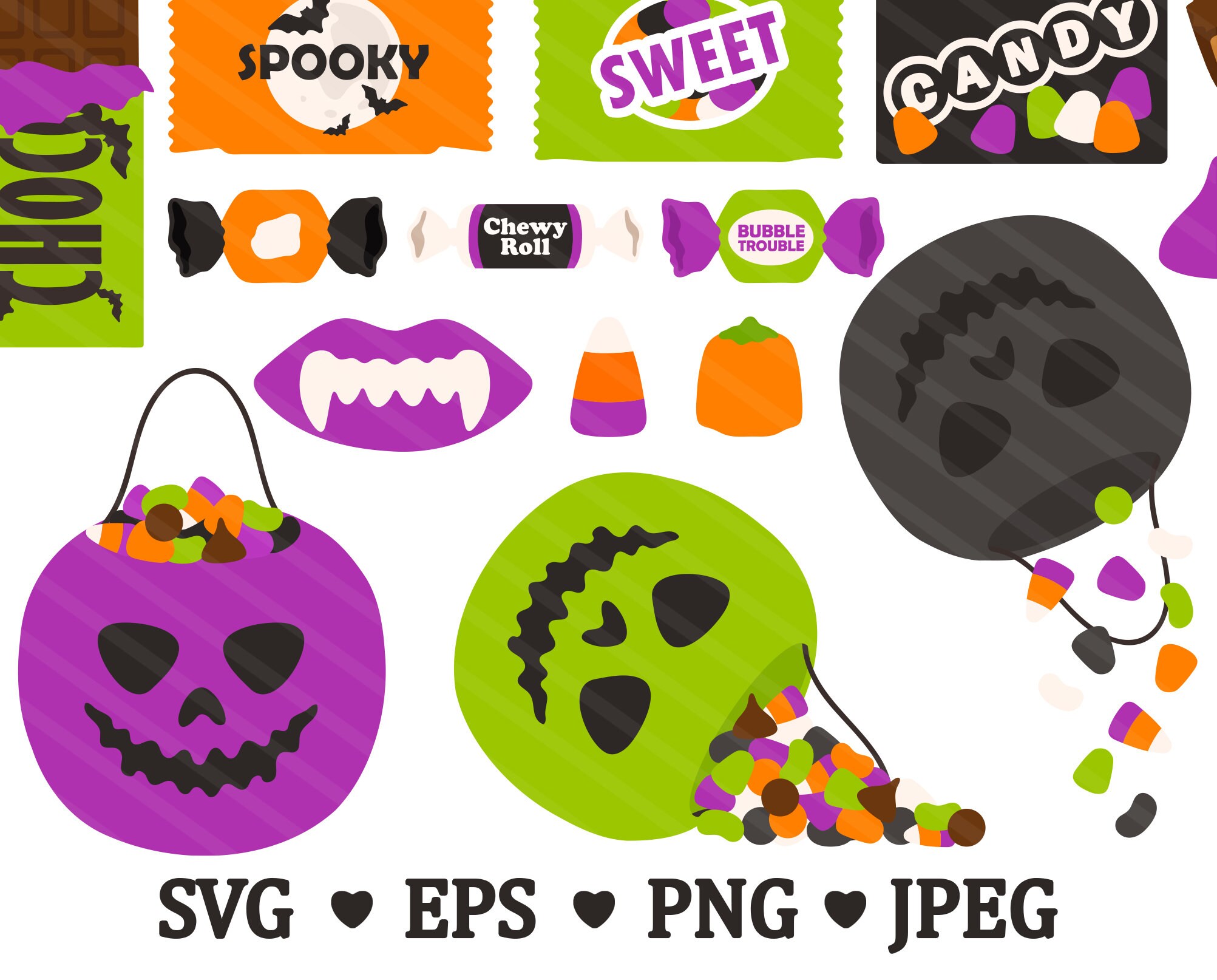Trick or Treat Halloween Candy SVG Clipart Trick Or Treat | Etsy