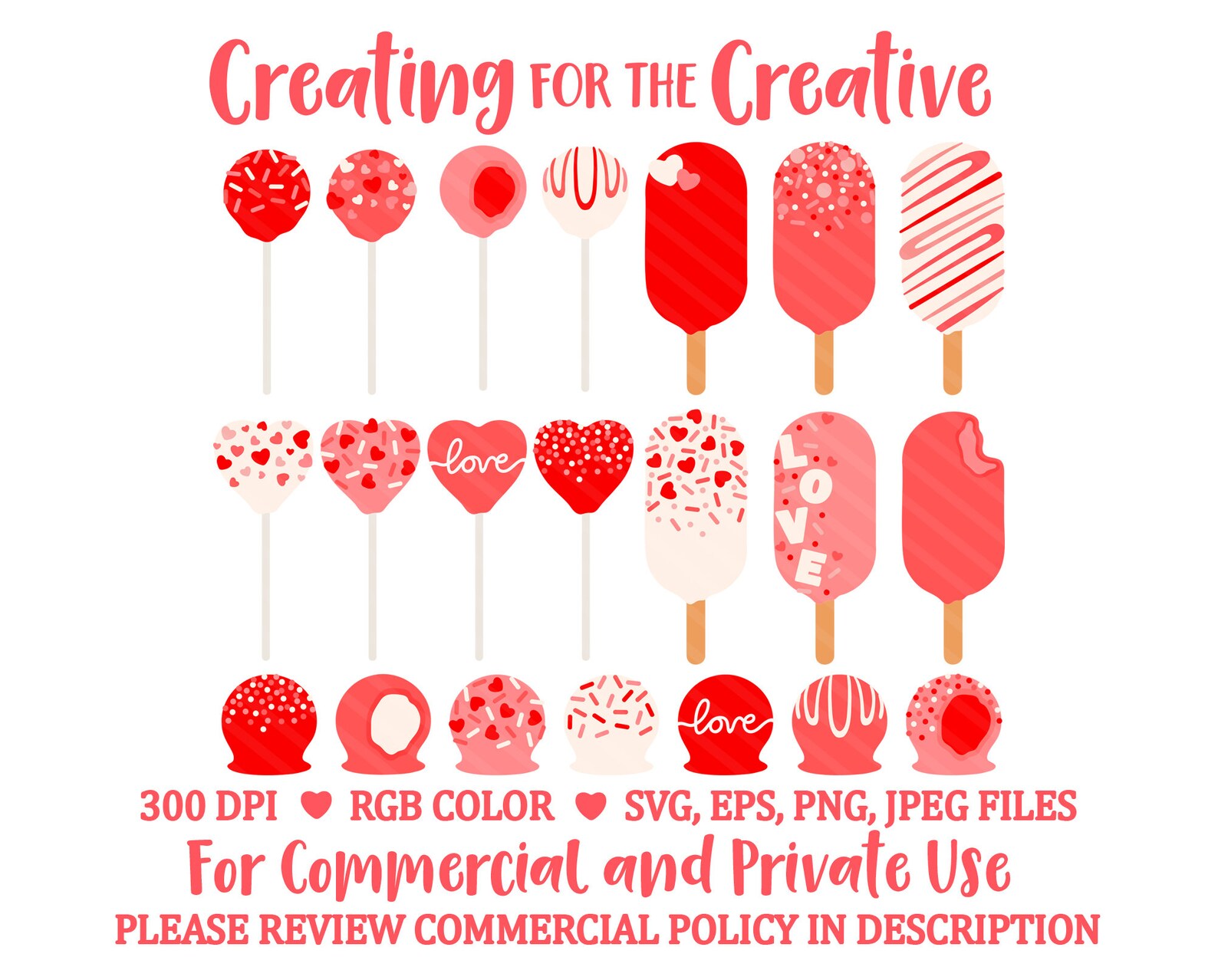 Valentine Cake Pop SVG Clipart Valentine's Day Cakesicle Cake Baking ...