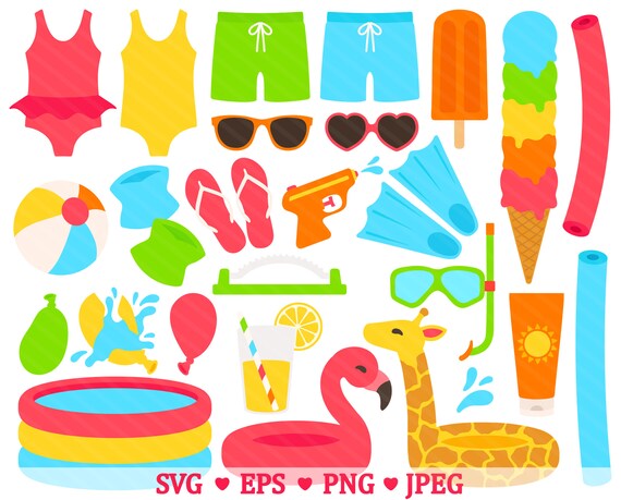Summer Pool Party SVG Clipart Ice Cream Popsicle Summer Fun - Etsy