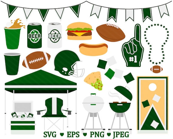 Green & White Tailgate SVG Clipart Football Tailgating - Etsy