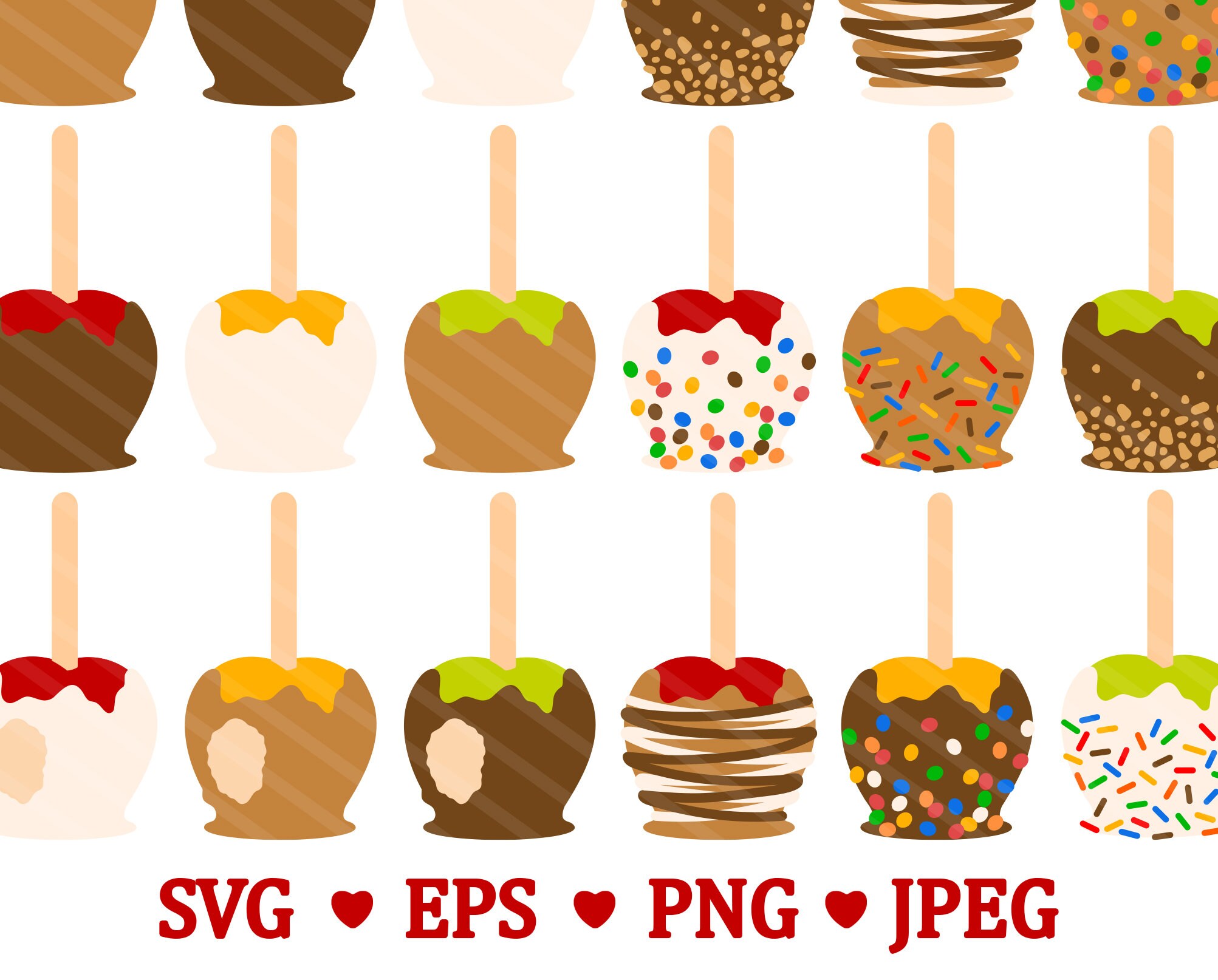 Caramel Apple SVG Clipart Autumn Apple Orchard Sobremesa Chocolate Fall ...