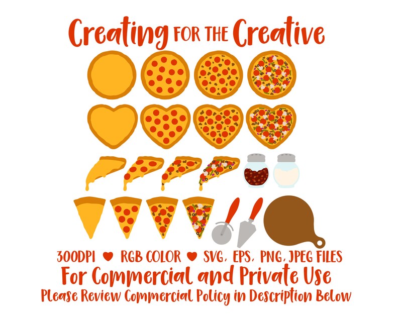 Pizza SVG Clipart Pepperoni Cheese Pizzeria Heart Pizza | Etsy