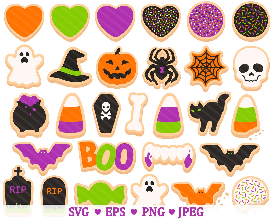 Halloween Cookie SVG Clipart Baking Bakery Dessert Pumpkin Ghost Witch ...