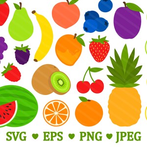 Fruit SVG Clipart Pineapple Kiwi Banana Peach Apple Pear Watermelon ...