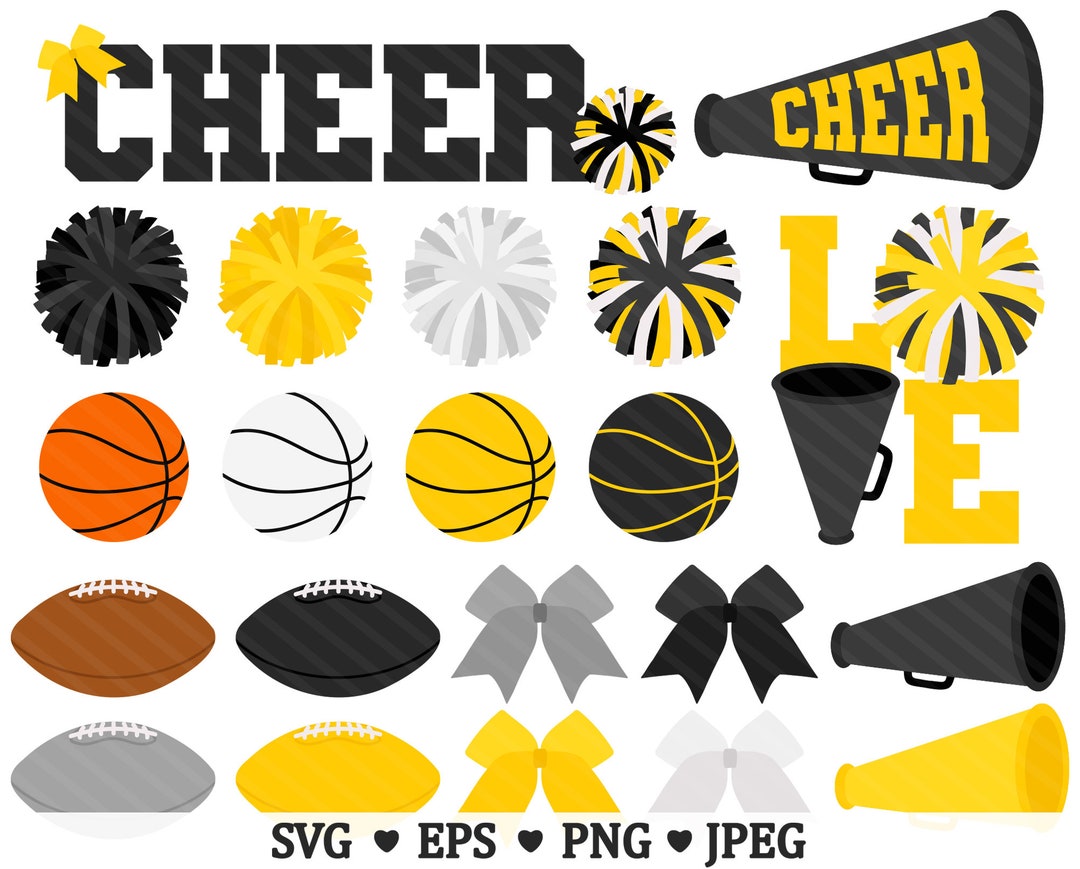 Black & Yellow Cheerleading SVG Clipart Cheer Sports Basketball ...