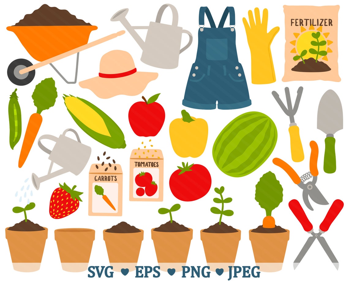Vegetable Garden SVG Clipart Spring Summer Gardening - Etsy Canada