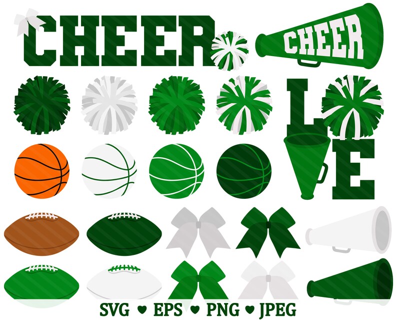 Green & White Cheerleading SVG Clipart Cheer Sports - Etsy