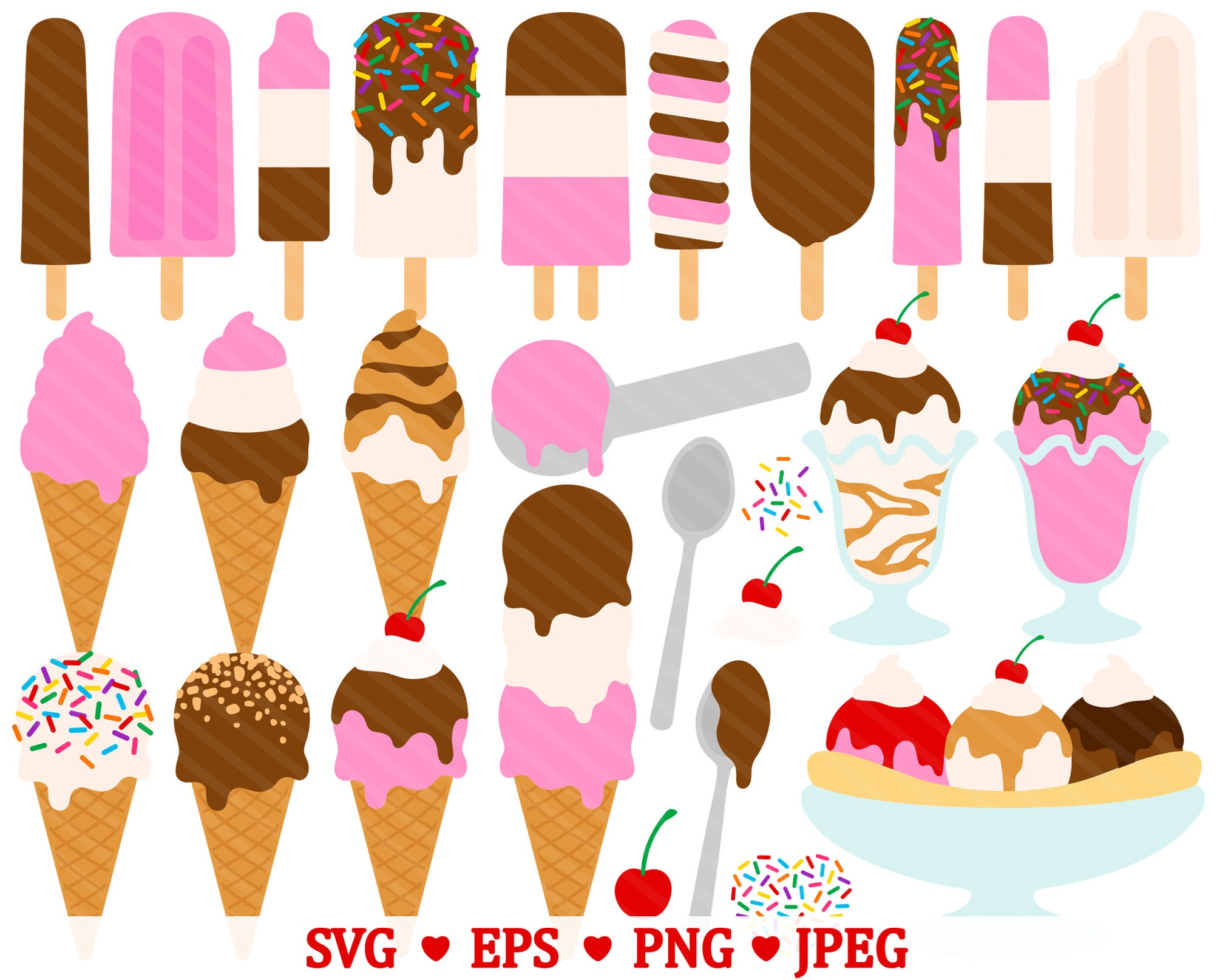 Ice Cream Svg Clipart Summer Popsicle Neopolitan Fudgesicle Etsy