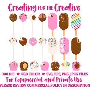 Cake Pop SVG Clipart Chocolate Strawberry Birthday Cake Cakesicle Cake ...