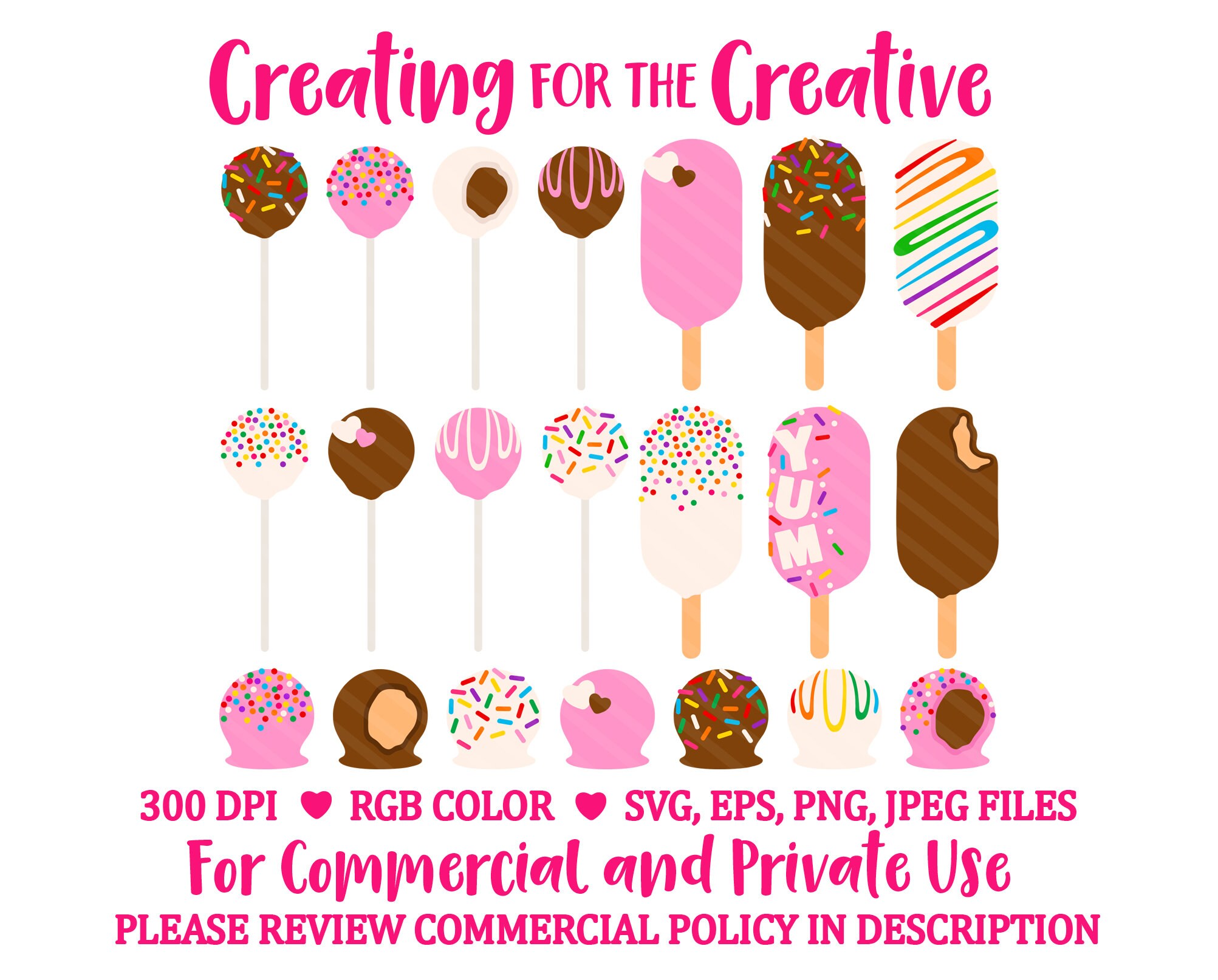 Cake Pop SVG Clipart Chocolate Strawberry Birthday Cake Cakesicle Cake ...