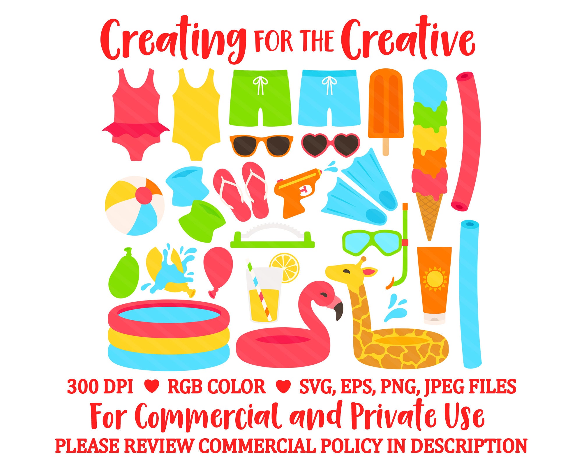 Summer Pool Party SVG Clipart Ice Cream Popsicle Summer Fun - Etsy UK