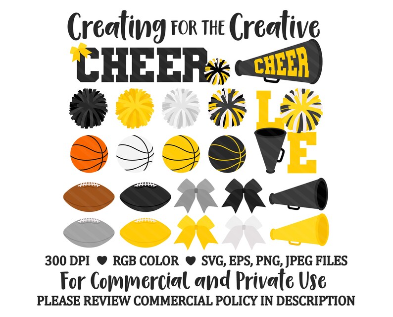 Black & Yellow Cheerleading SVG Clipart Cheer Sports - Etsy