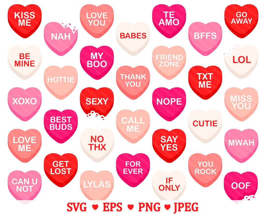 Red Conversation Heart SVG Clipart Sassy Valentine Candy Heart ...