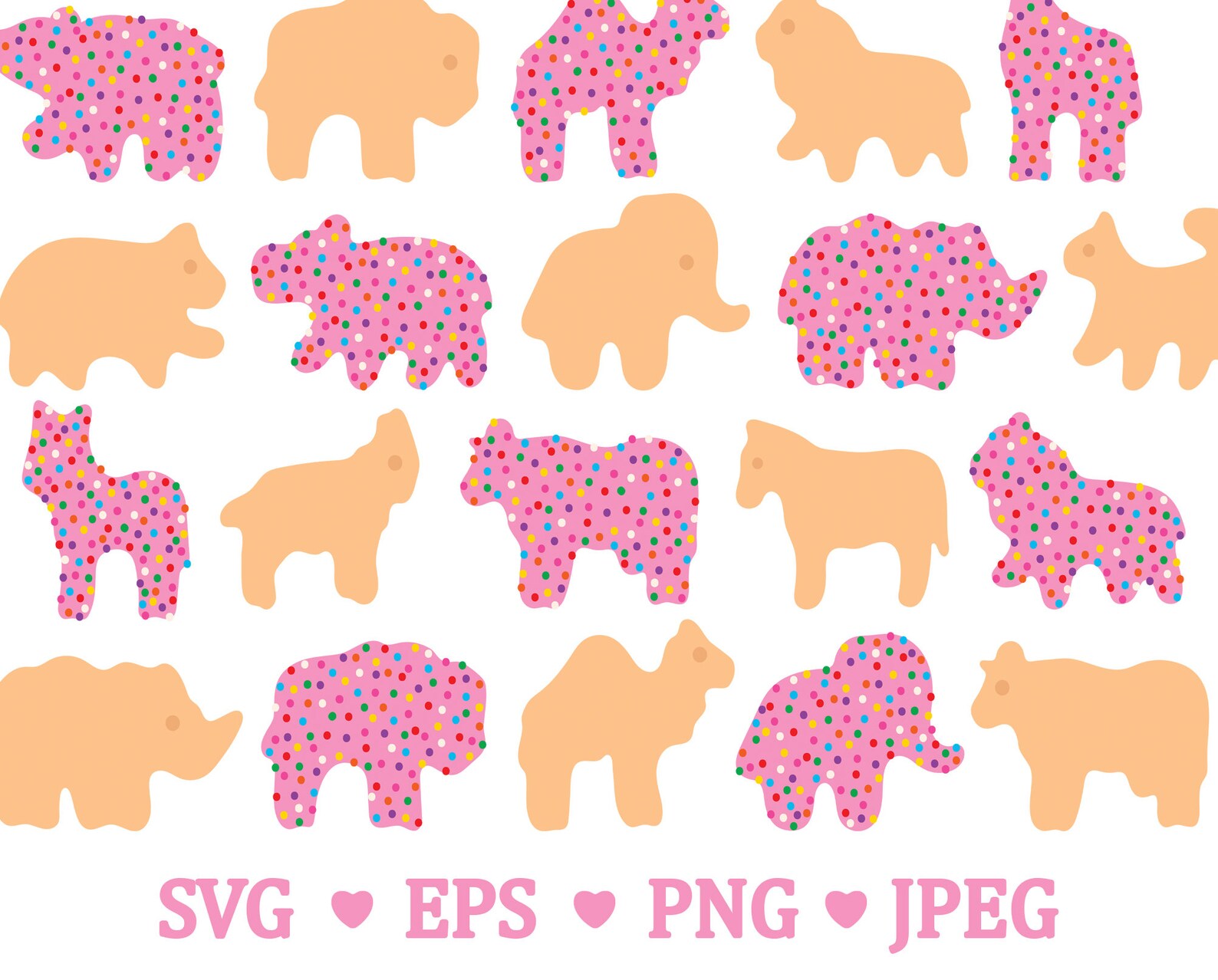 Animal Cracker Cookie SVG Clipart Frosted Cookies Lion Tiger | Etsy