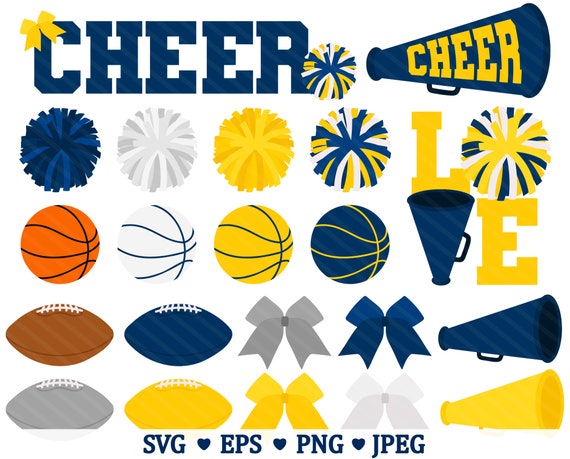 Navy & Yellow Cheerleading SVG Clipart Cheer Sports - Etsy