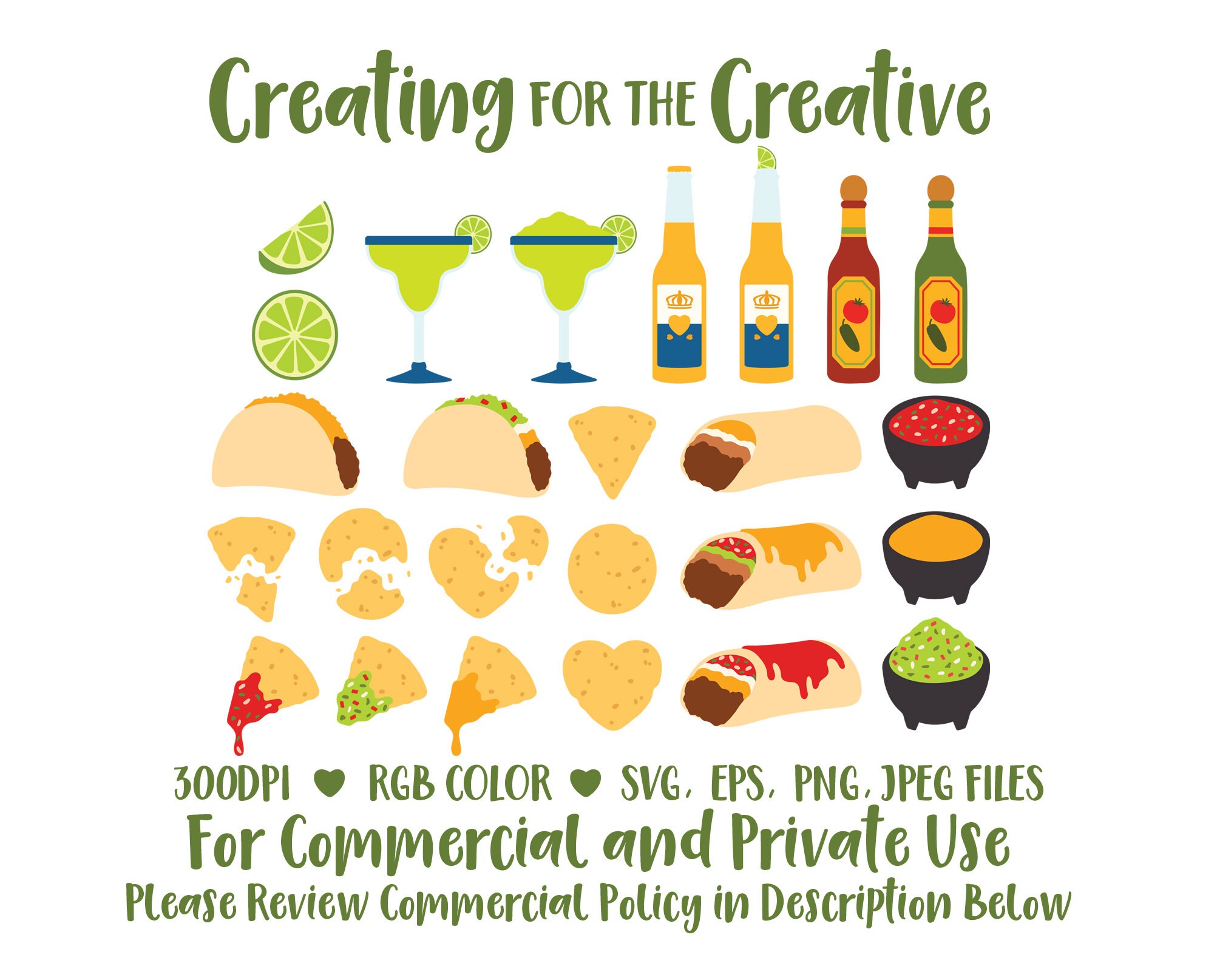 Tex Mex Taco Tuesday SVG Clipart Chips Guac Salsa Nacho | Etsy