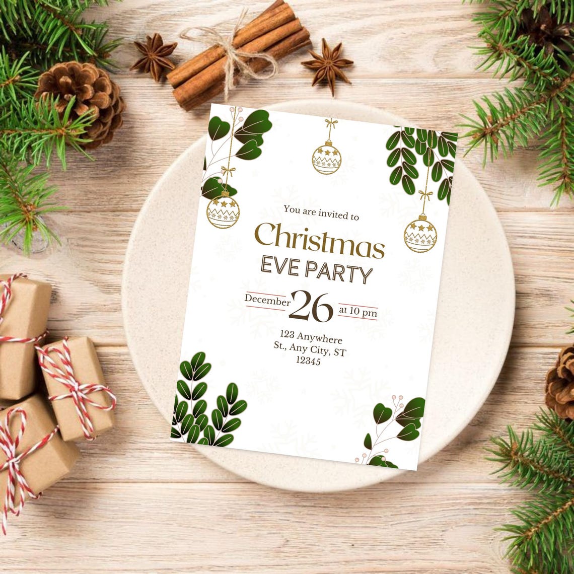 Editable Christmas Eve Party Invitation, Christmas Party Invite ...