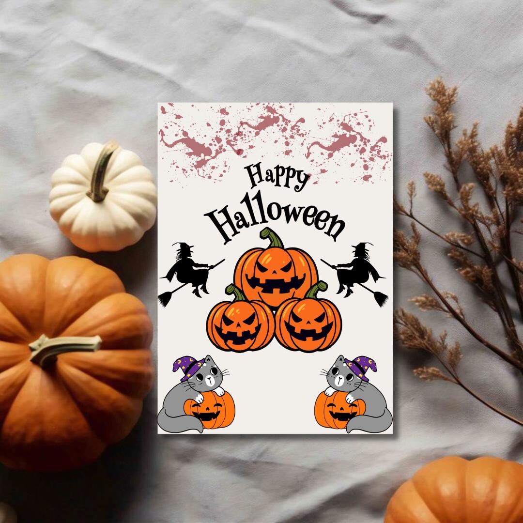 Printable Halloween Card, Happy Halloween Card Printable, Happy ...
