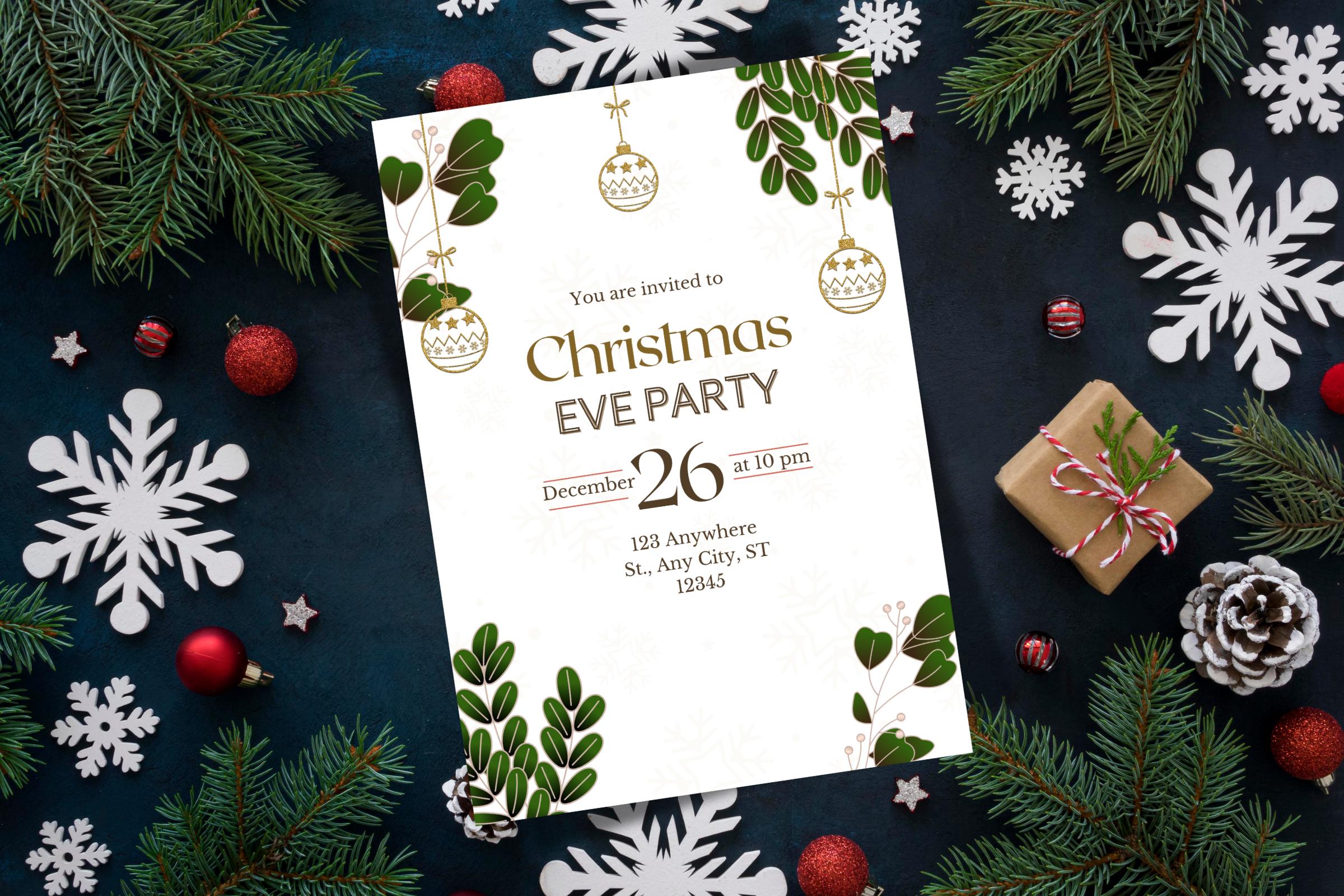 Editable Christmas Eve Party Invitation, Christmas Party Invite ...